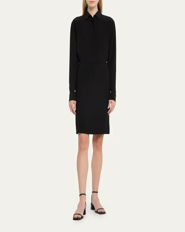 Giorgio Armani Silk Cady Pencil Skirt - Solid Black