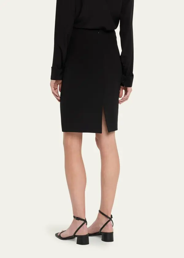 Giorgio Armani Silk Cady Pencil Skirt - Solid Black