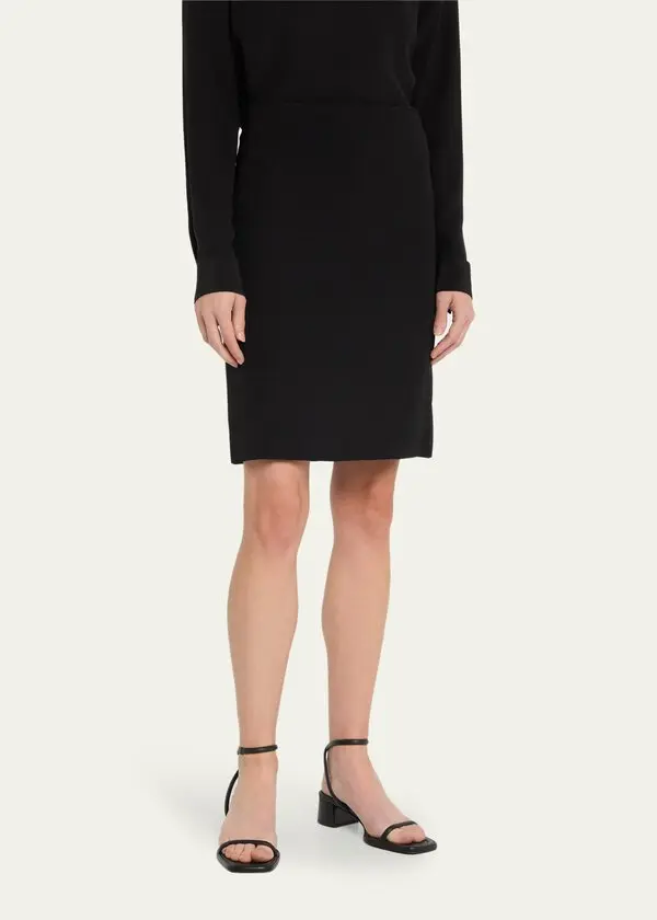 Giorgio Armani Silk Cady Pencil Skirt - Solid Black