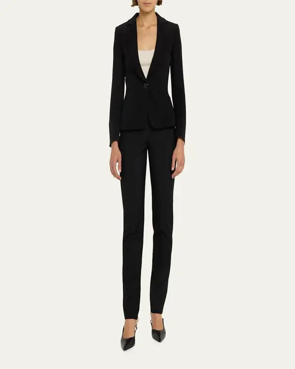 Giorgio Armani Cady Tailored Blazer - Solid Black