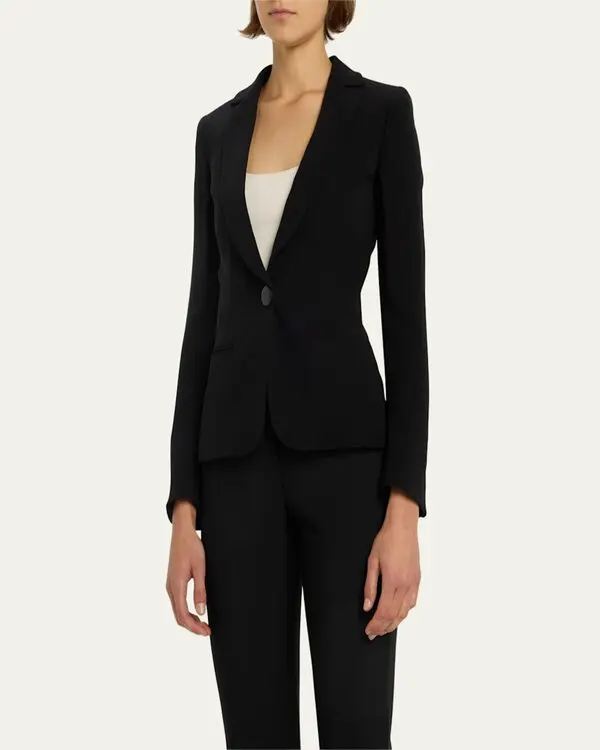Giorgio Armani Cady Tailored Blazer - Solid Black