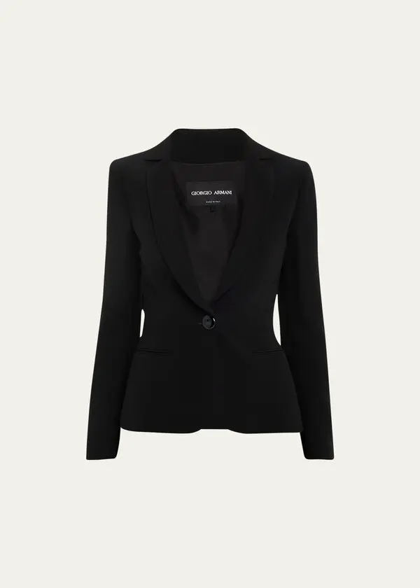 Giorgio Armani Cady Tailored Blazer - Solid Black