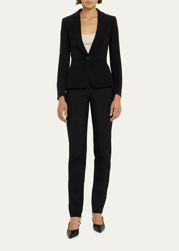 Giorgio Armani Cady Tailored Blazer - Solid Black