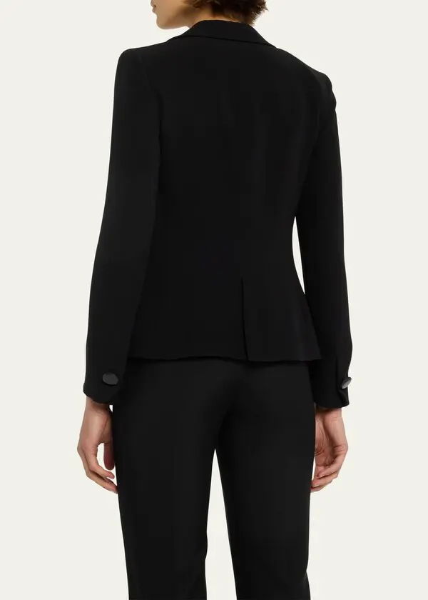 Giorgio Armani Cady Tailored Blazer - Solid Black
