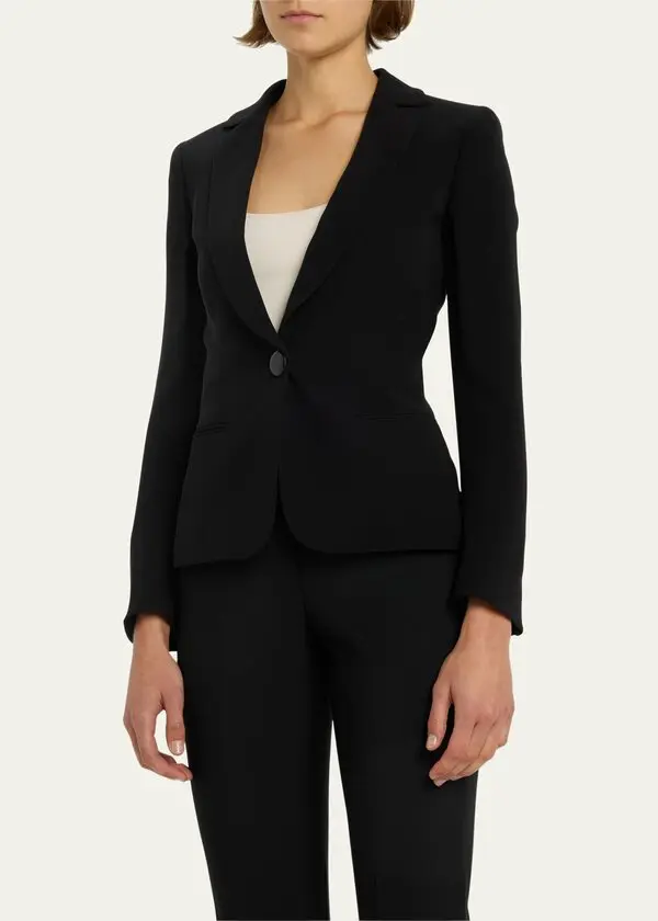Giorgio Armani Cady Tailored Blazer - Solid Black