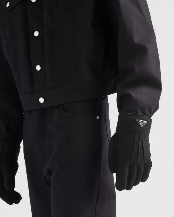 Prada Suede Sheepskin Gloves - Black