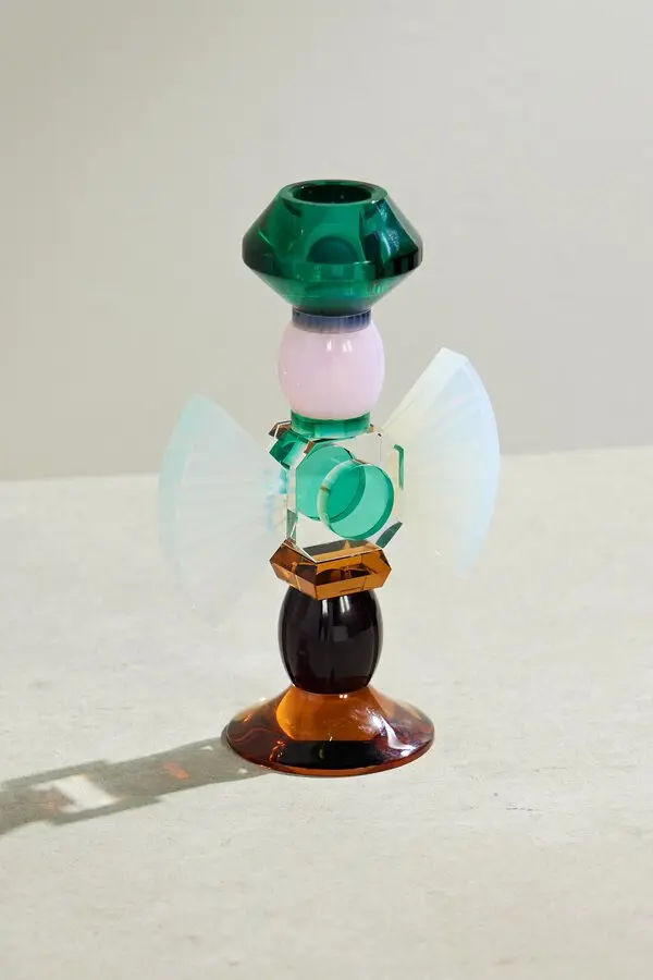 REFLECTIONS COPENHAGEN Carmina Crystal Candle Holder - Green