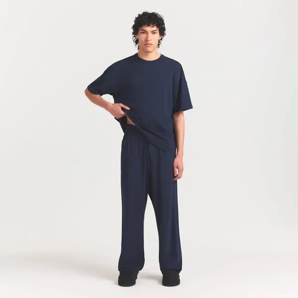 SKIMS Jersey Lounge Relaxed Straight Leg Pant - Navy