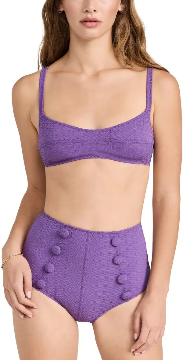 Lisa Marie Fernandez Balconette High-waist Bikini Set - Blueberry Seersucke