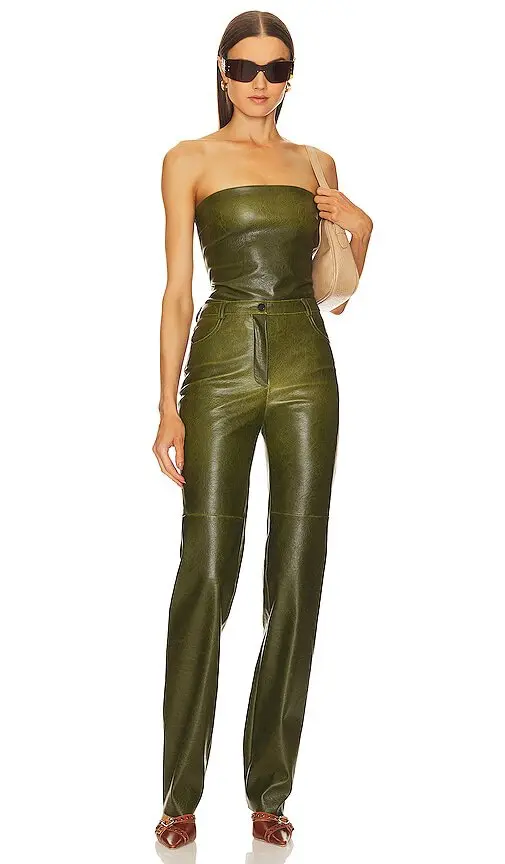 CULTNAKED Killa Faux Leather Bandeau Top In Green - Peridot
