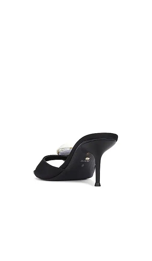 Raye Rosette Mule With Satin Upper And Square Toe - Black & White