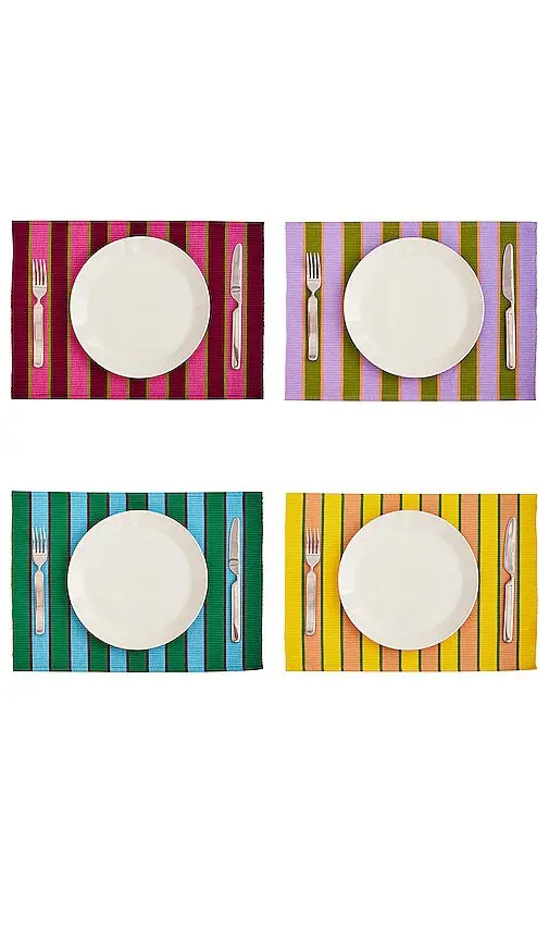 DUSEN DUSEN Set Of 4 Dual Stripe Napkins In Multi - N,a