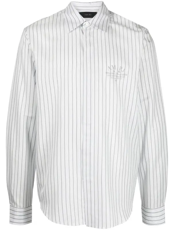 Amiri Logo-embroidered Striped Shirt - White