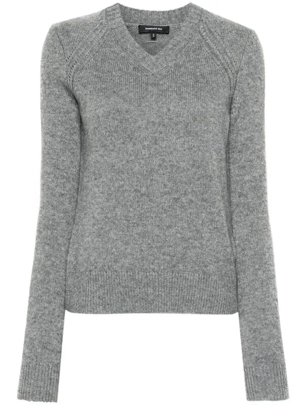 Barbara Bui V-neck Ladder-stitch Jumper - Grey