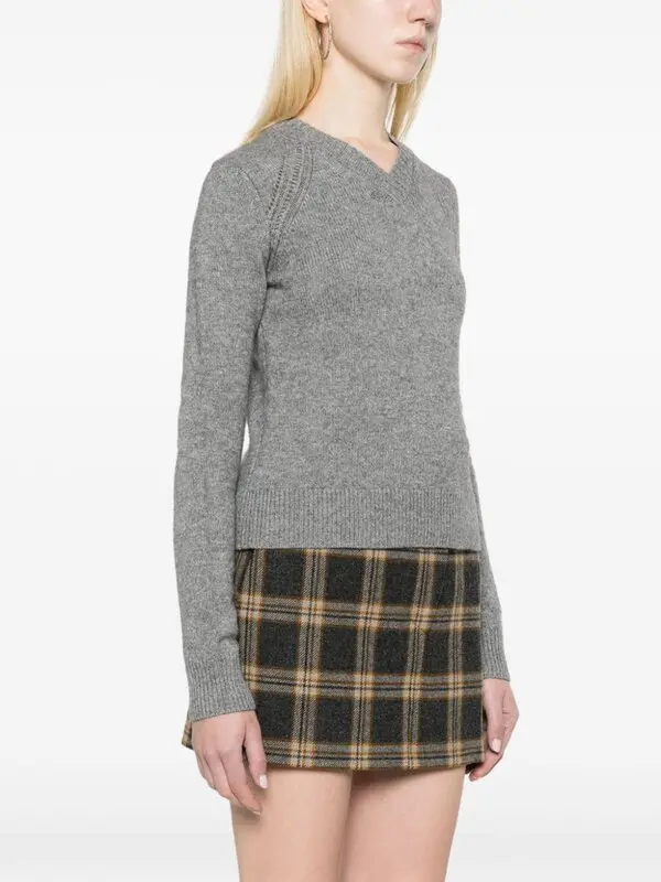 Barbara Bui V-neck Ladder-stitch Jumper - Grey