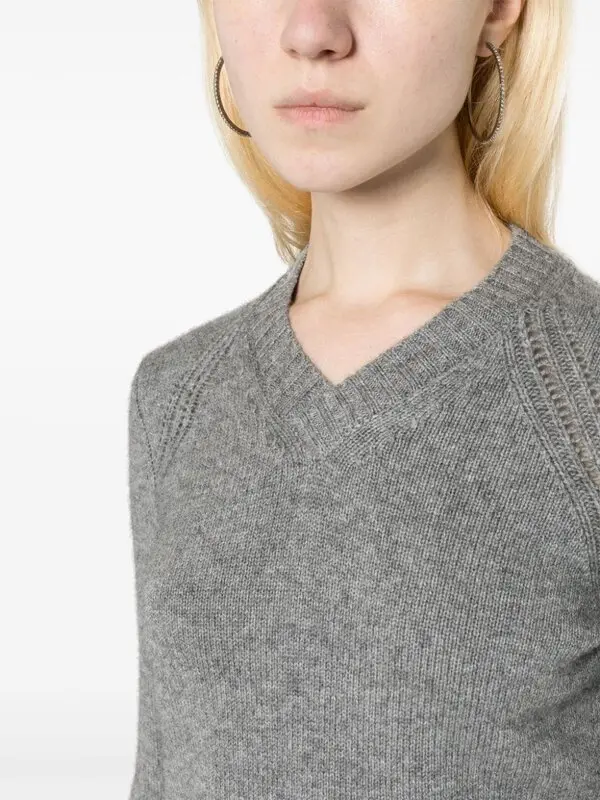 Barbara Bui V-neck Ladder-stitch Jumper - Grey