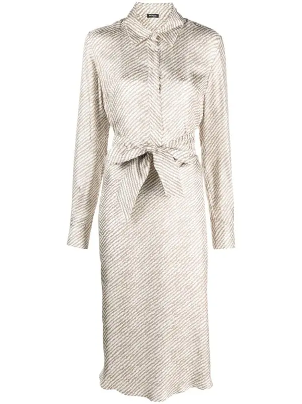 Kiton Abstract-print Silk Shirt Dress - Brown