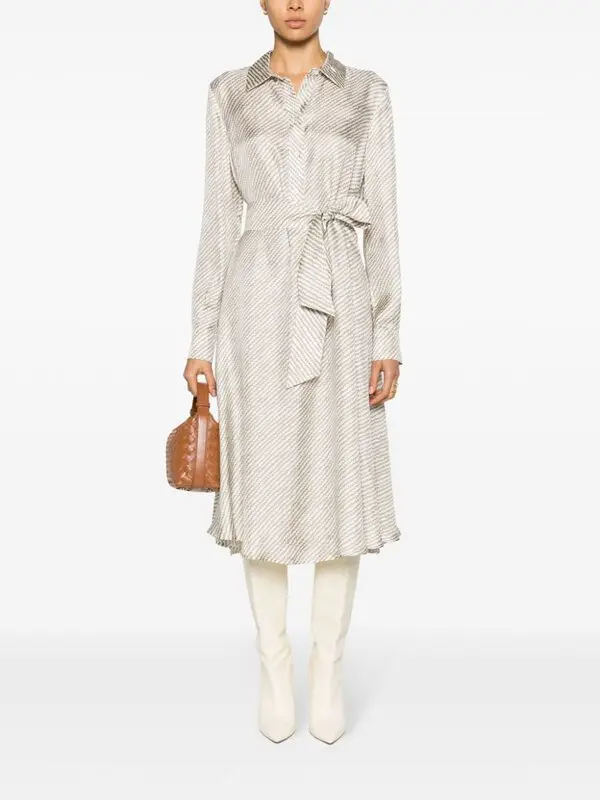 Kiton Abstract-print Silk Shirt Dress - Brown