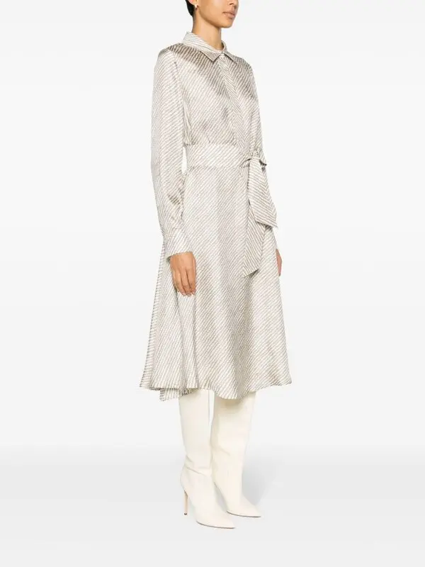 Kiton Abstract-print Silk Shirt Dress - Brown