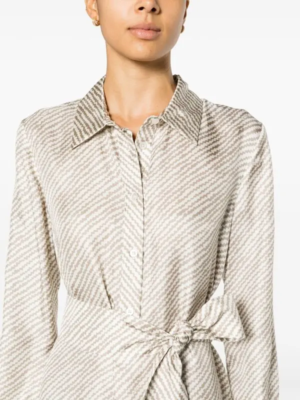 Kiton Abstract-print Silk Shirt Dress - Brown