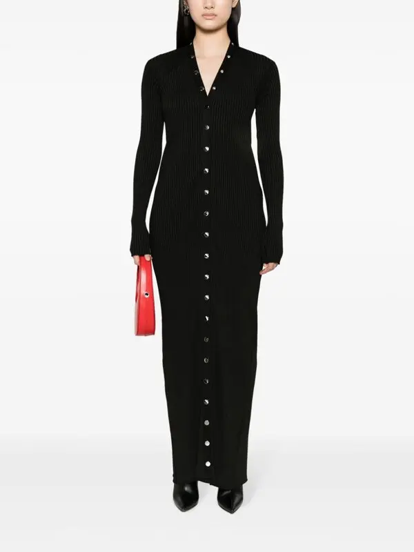 Attico Ribbed Knit Cardigan Dress In Black - 66% Off | Editorialist
