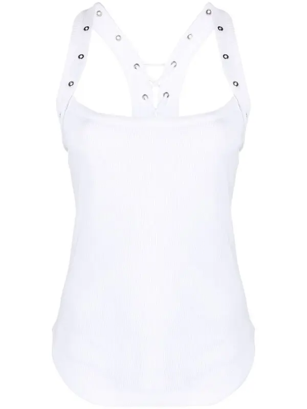 Attico Eyelet-embellished Ribbed Tank Top - White