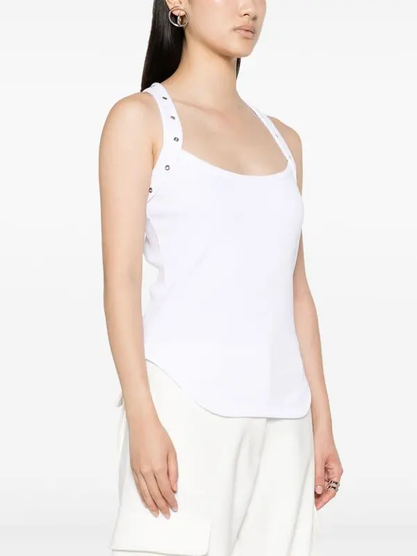 Attico Eyelet-embellished Ribbed Tank Top - White