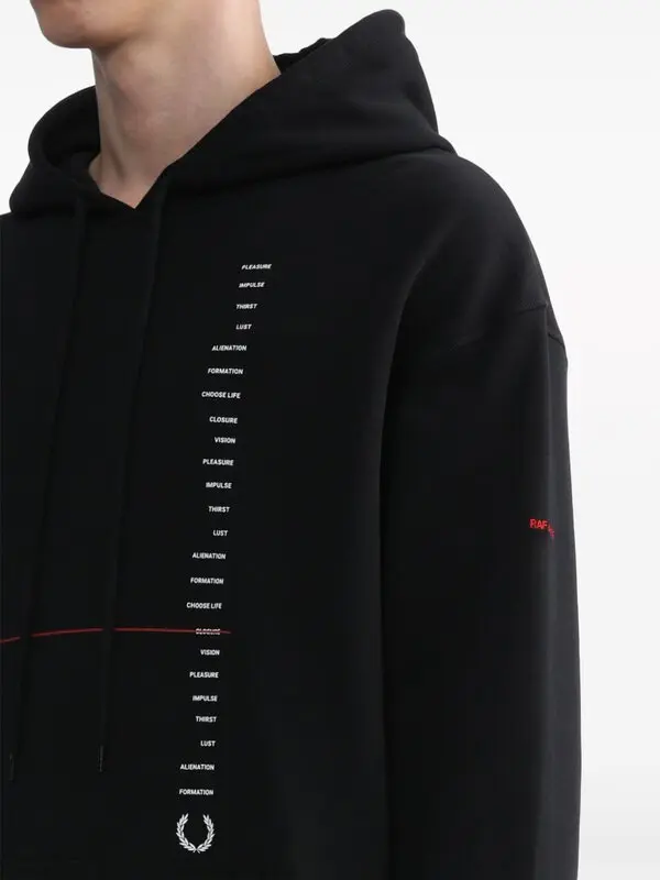 Fred Perry X Raf Simons Logo-embroidered Hoodie