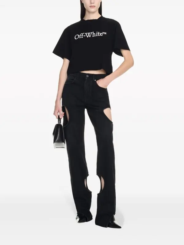 Off-White Meteor Cut-out Straight-leg Jeans - Black
