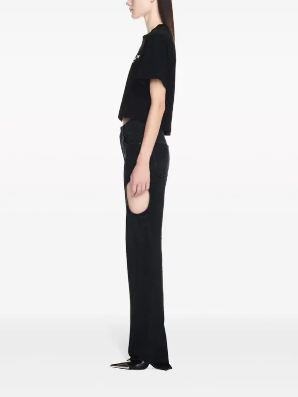 Off-White Meteor Cut-out Straight-leg Jeans - Black