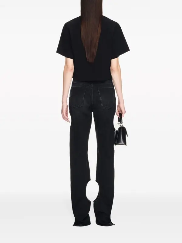 Off-White Meteor Cut-out Straight-leg Jeans - Black