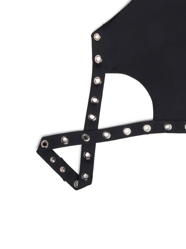 Off-White Eyelet-embellished Halterneck Swimsuit