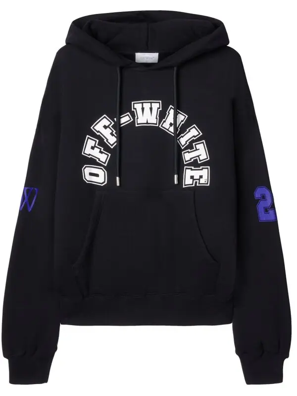 Off-White Football-print Cotton Hoodie - Black