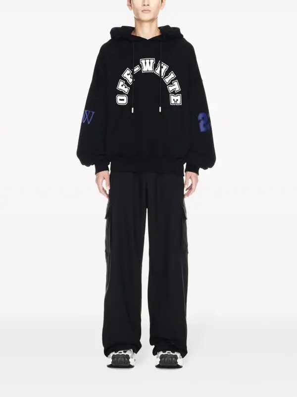 Off-White Football-print Cotton Hoodie - Black