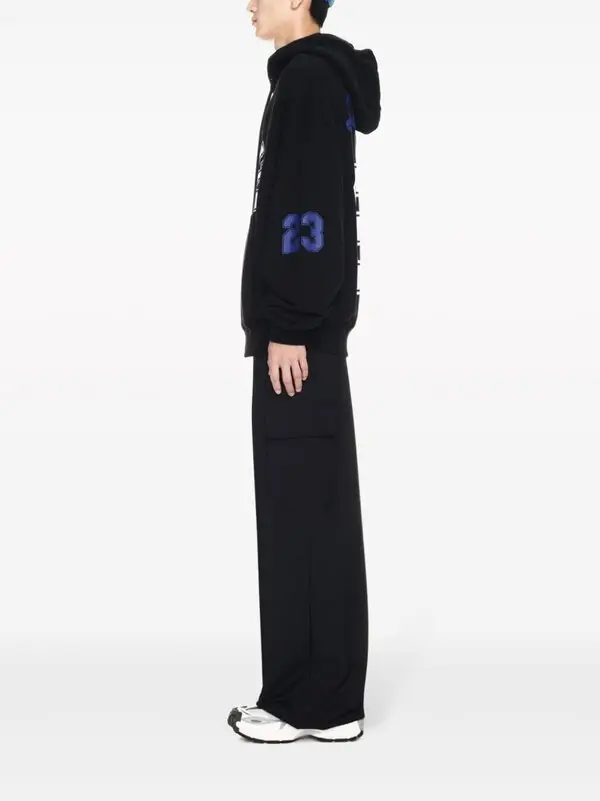 Off-White Football-print Cotton Hoodie - Black