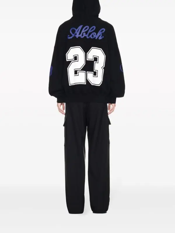 Off-White Football-print Cotton Hoodie - Black