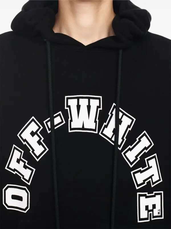 Off-White Football-print Cotton Hoodie - Black