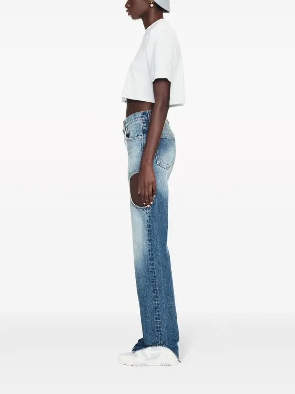 Off-White Logo-embroidered Cropped T-shirt - White