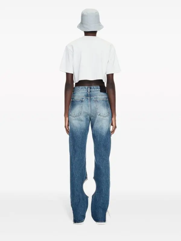 Off-White Logo-embroidered Cropped T-shirt - White