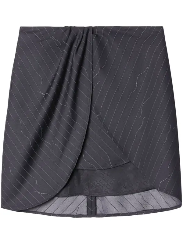 Off-White Pinstripe Draped Miniskirt - Grey