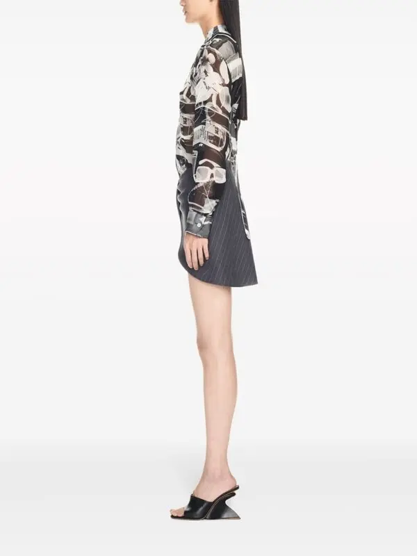 Off-White Pinstripe Draped Miniskirt - Grey