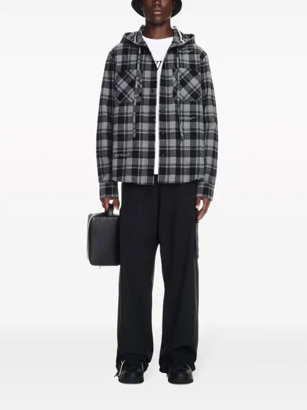 Off-White Checked Hooded Shirt