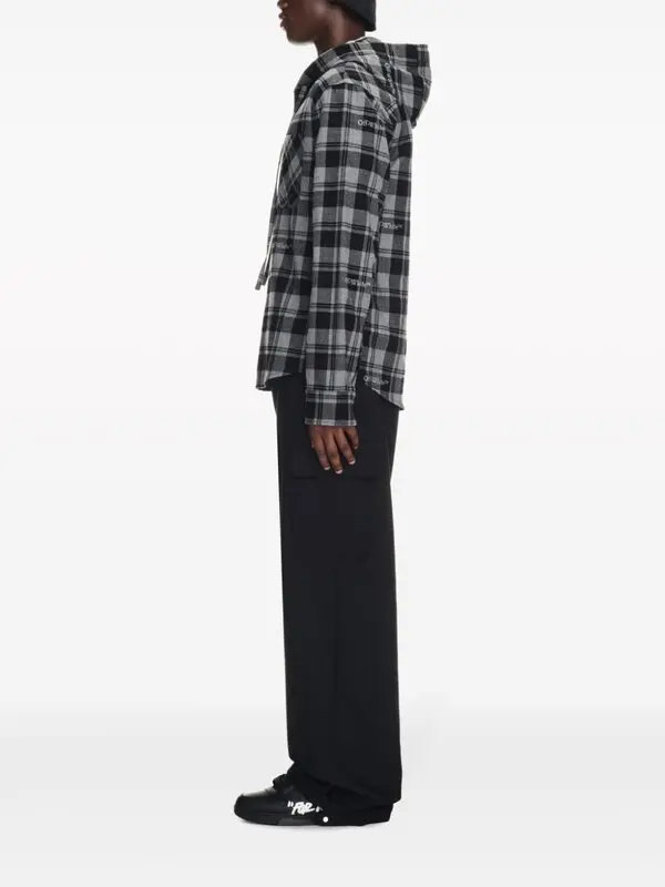 Off-White Checked Hooded Shirt