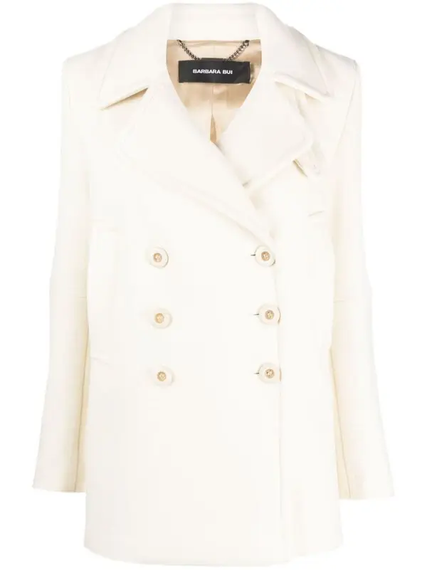 Barbara Bui Notch-lapel Felted Pea Coat - Neutrals