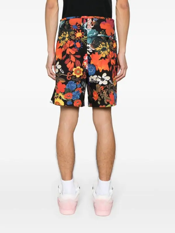 Moschino Floral-print Pleated Shorts - Black