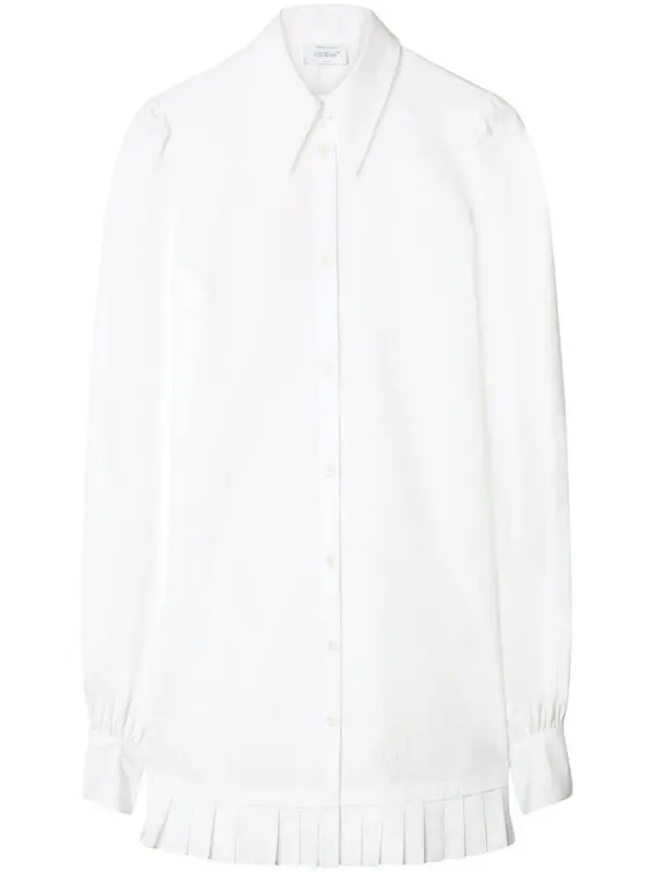 Off-White Poplin Pleated Shirt Dress