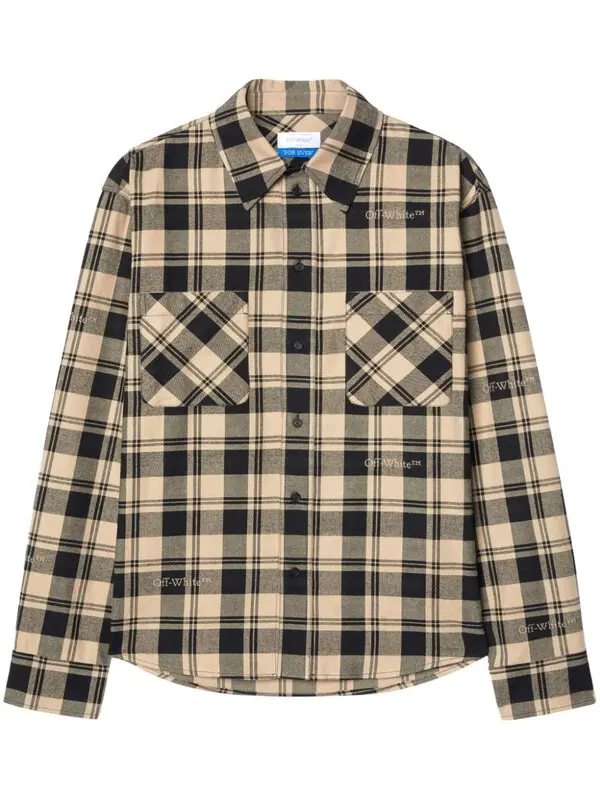 Off-White Plaid Flannel Shirt - Neutrals