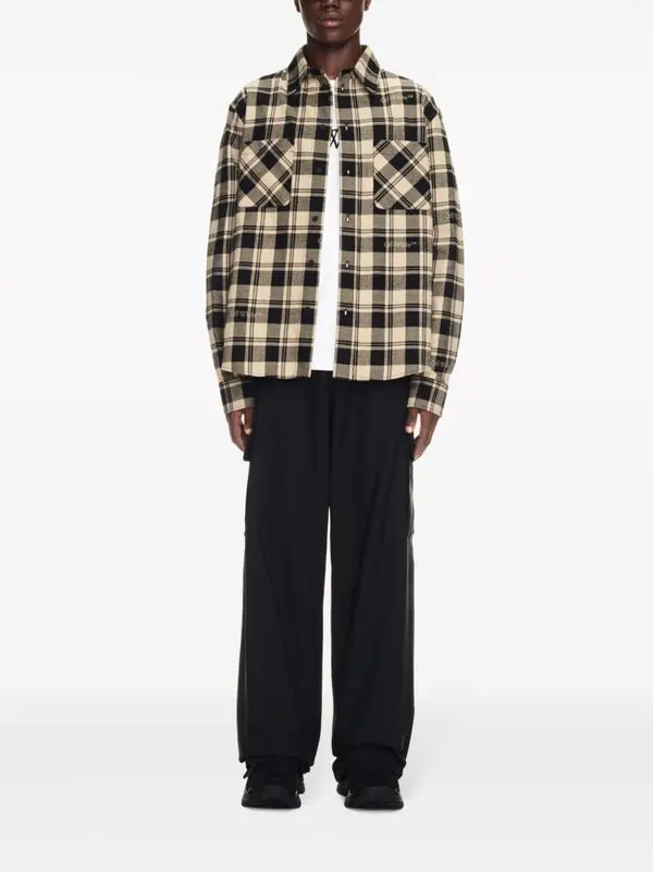 Off-White Plaid Flannel Shirt - Neutrals
