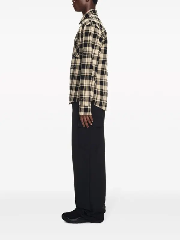 Off-White Plaid Flannel Shirt - Neutrals