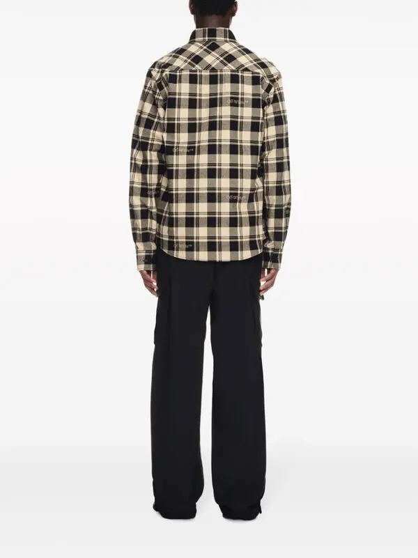 Off-White Plaid Flannel Shirt - Neutrals